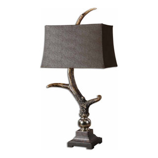 Stag Horn Dark Shade Table Lamp, 12.000 - Rustic - Table Lamps - by ...