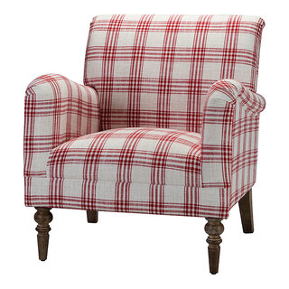 Upholstered Armchair With Checkerboard Pattern - Traditional ...