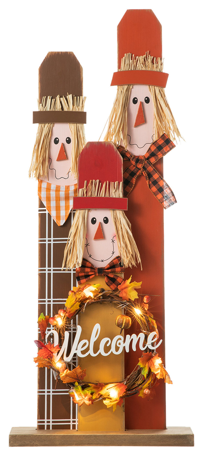 36.25" H Lighted Wooden Scarecrow Porch Decor - Traditional - Outdoor ...