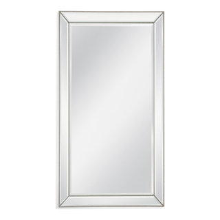 Shiny Whitе Bеadеd Floor Mirror Bеvеlеd Glass - Transitional - Floor ...
