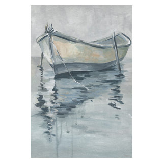 "Gloomy Boat" Painting Print on Wrapped Canvas, 40"x60" - Beach Style ...