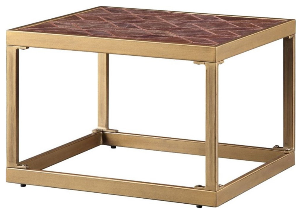ACME Genevieve Rectangular Metal Frame End Table in Retro Brown and Brass - Contemporary - Side ...