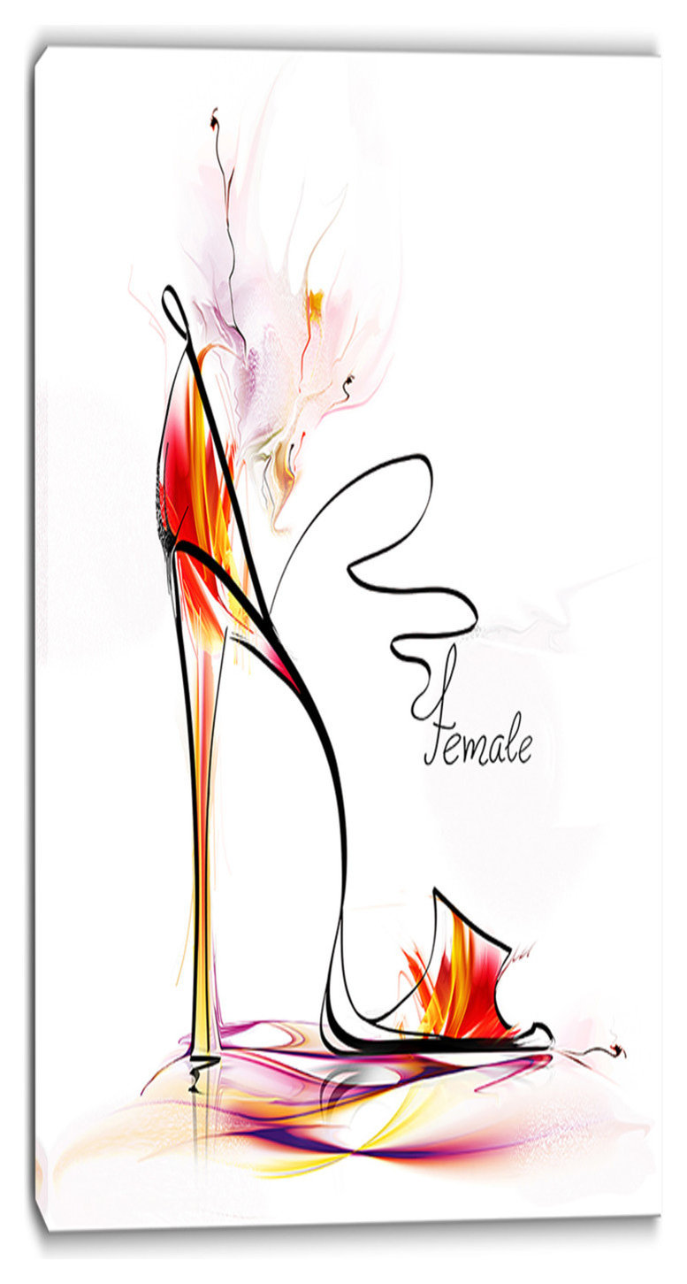 "Abstract Red High Heel" Digital Abstract Canvas Art Print, 20"x40 ...