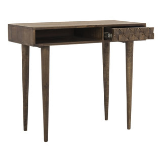 Transitional Desk, Tapered Legs & Unique Geometric Accented Drawer ...