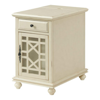 Traditional End Table, Cut Out Accented Door & Back Magazine Rack ...