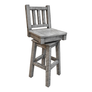 Barnwood Style Timber Peg Swivel Stool, Counter Height - Farmhouse ...