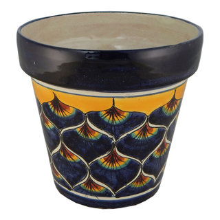 Mexican Ceramic Flower Pot Planter Folk Art Pottery Handmade Talavera ...