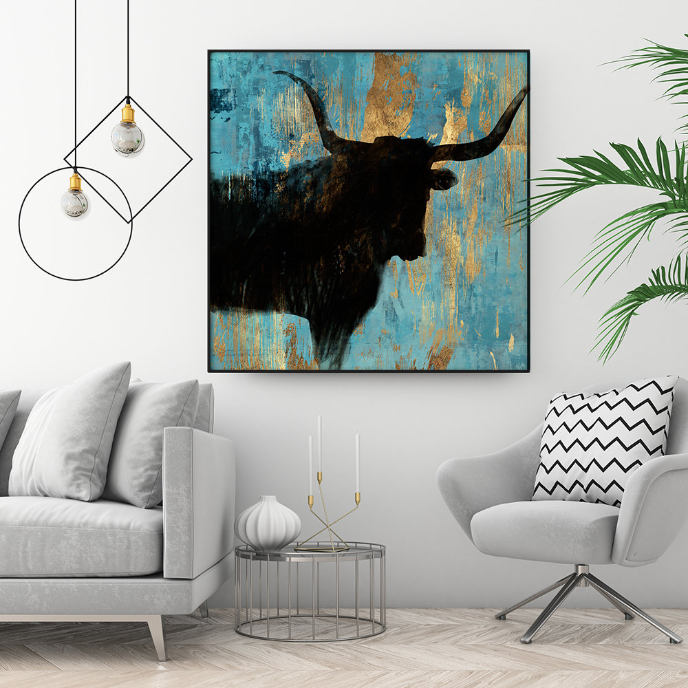 "Bison I" Art block Framed Canvas, 20"x20" - Southwestern - Prints And ...