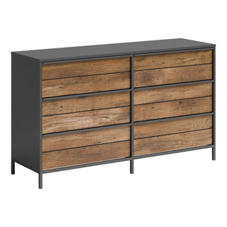 Sauder Boulevard Cafe Engineered Wood 6 Drawer Dresser in Vintage Oak ...
