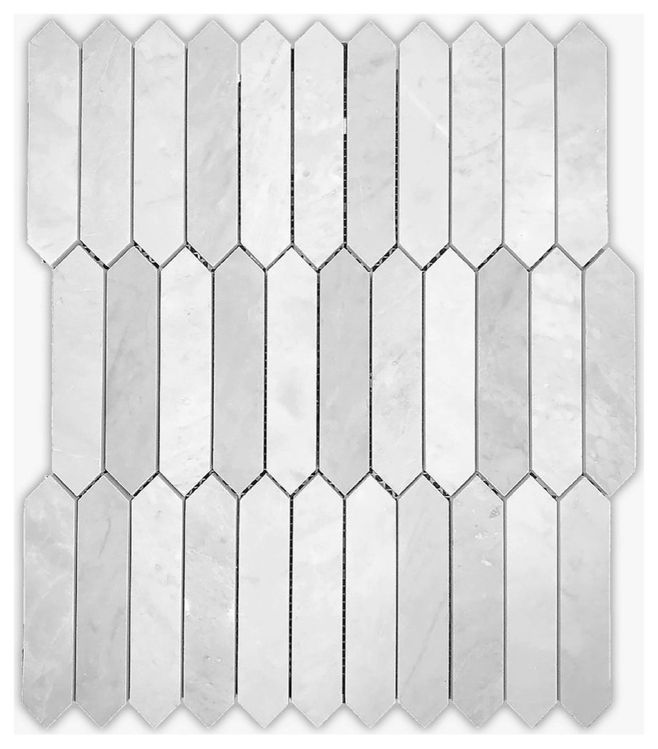 Allure Gray Honed 1x4 Picket Marble Mosaic, 11 1/2x13 1/2 ...