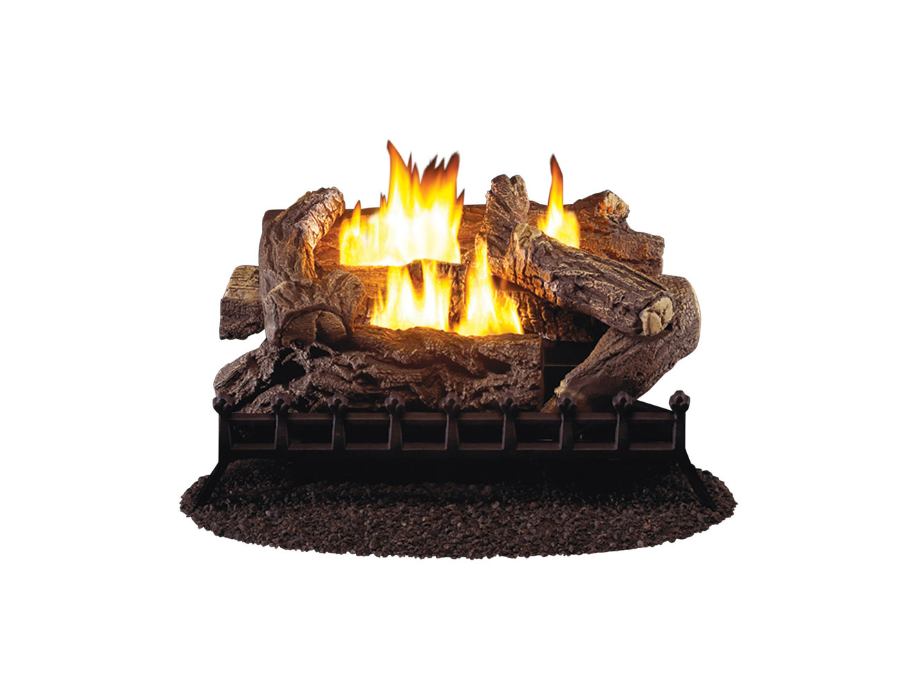 30" Ventless Natural Gas Log Set, 40,000 BTU - Rustic - Fire Pit ...
