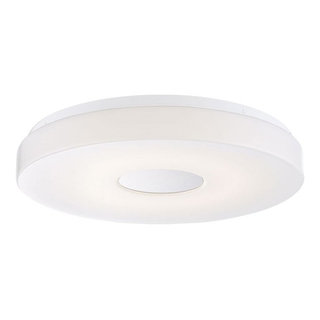 22W 1 LED Small Flush Mount, 15"Wx2.5"H White - Transitional - Flush ...