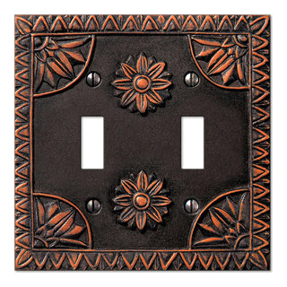 York Aged Bronze Resin 2-Toggle Wall Plate - Southwestern - Switch ...