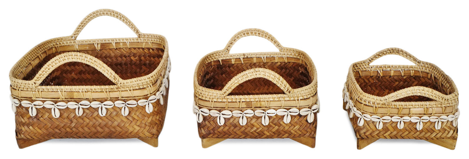 Bamboo and Cowry Basket Large - Tropical - Baskets - by Design Mix ...