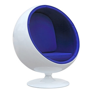 Modern Classics Ball Chair, Blue, 52"H x 42"W x 43.5"D - Midcentury ...