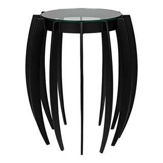 Spikes Side Table, Black Metal with Glass Top - Transitional - Side ...