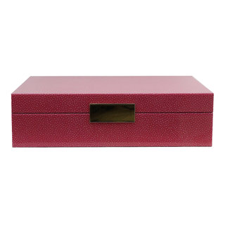 Addison Ross Large Pink Shagreen Lacquer Box With Gold - Contemporary ...