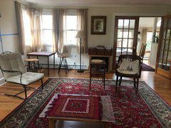 Southern exposure windows or fireplace