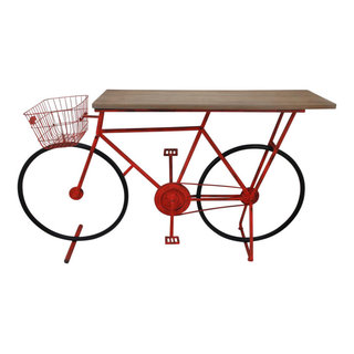 Bicycle Console Table, Red, 64x15.75x35" - Eclectic - Console Tables ...
