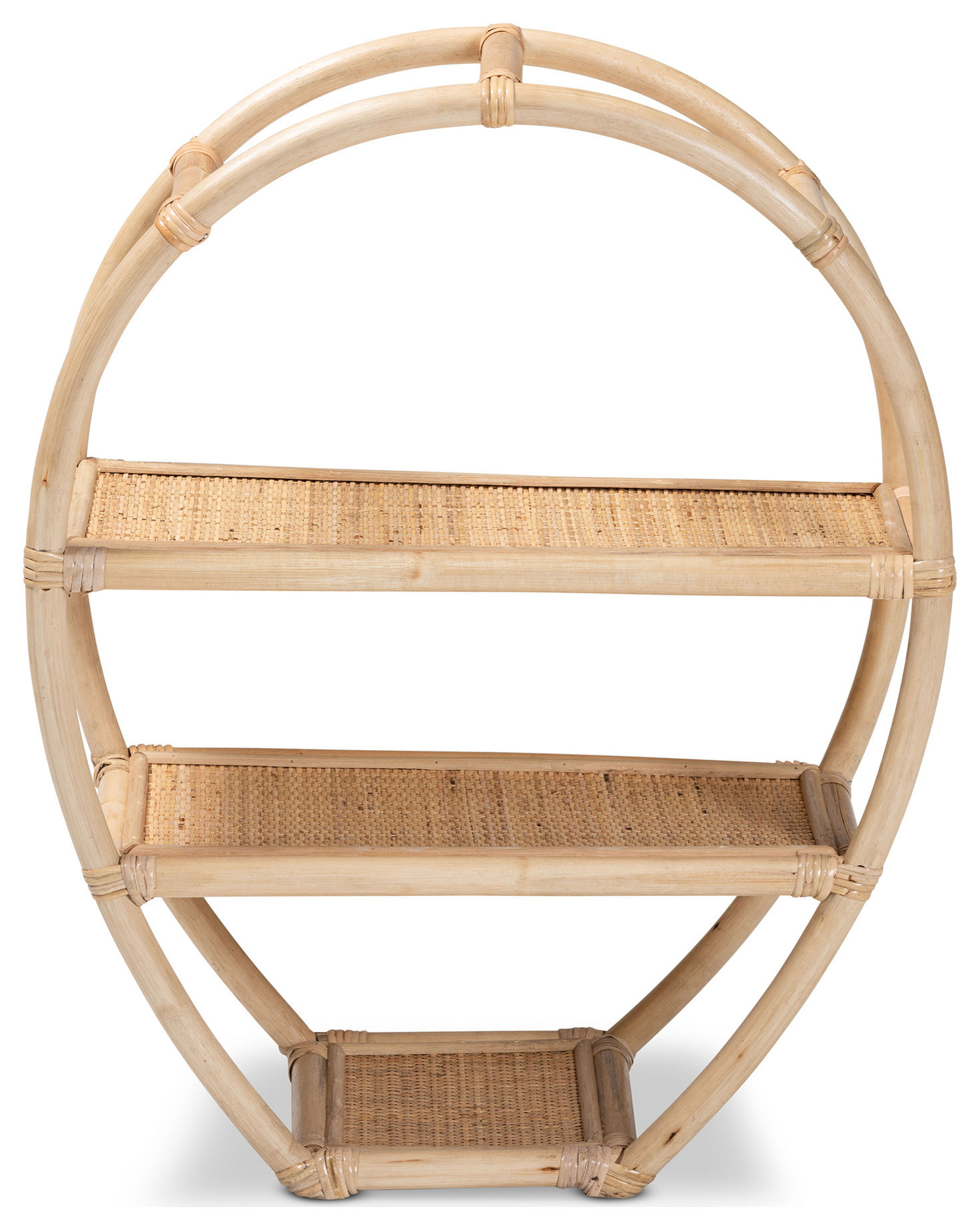 Lyssa Modern Bohemian Natural Brown Finished Rattan 3-Tier Display ...