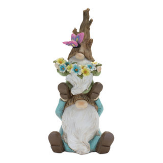 Tree Trunk Gnome Stack, Set of 2 - Rustic - Garden Statues And Yard Art ...