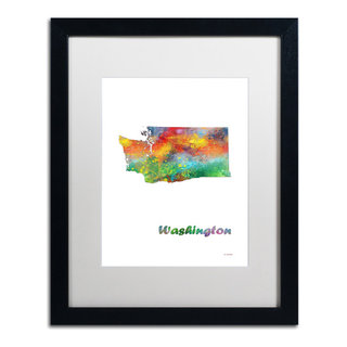 Marlene Watson 'Washington State Map-1' Framed Art, 16"x20 ...