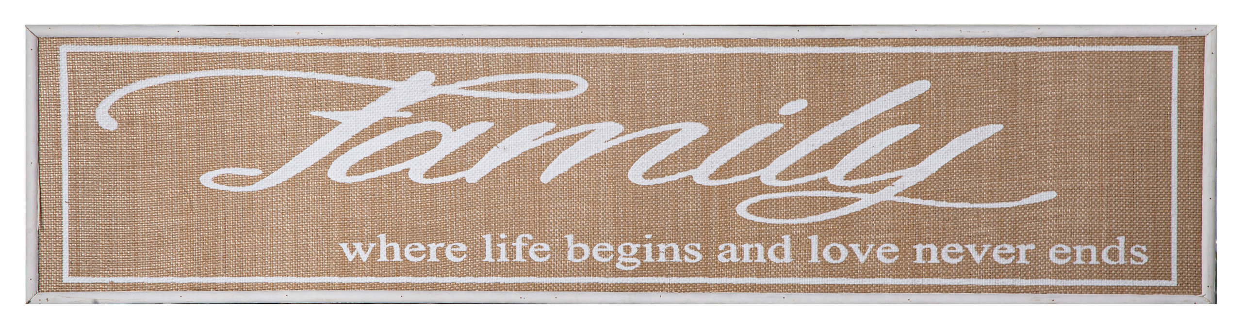 Wood Wall Art with "Family" Writing Design Natural Brown Finish ...