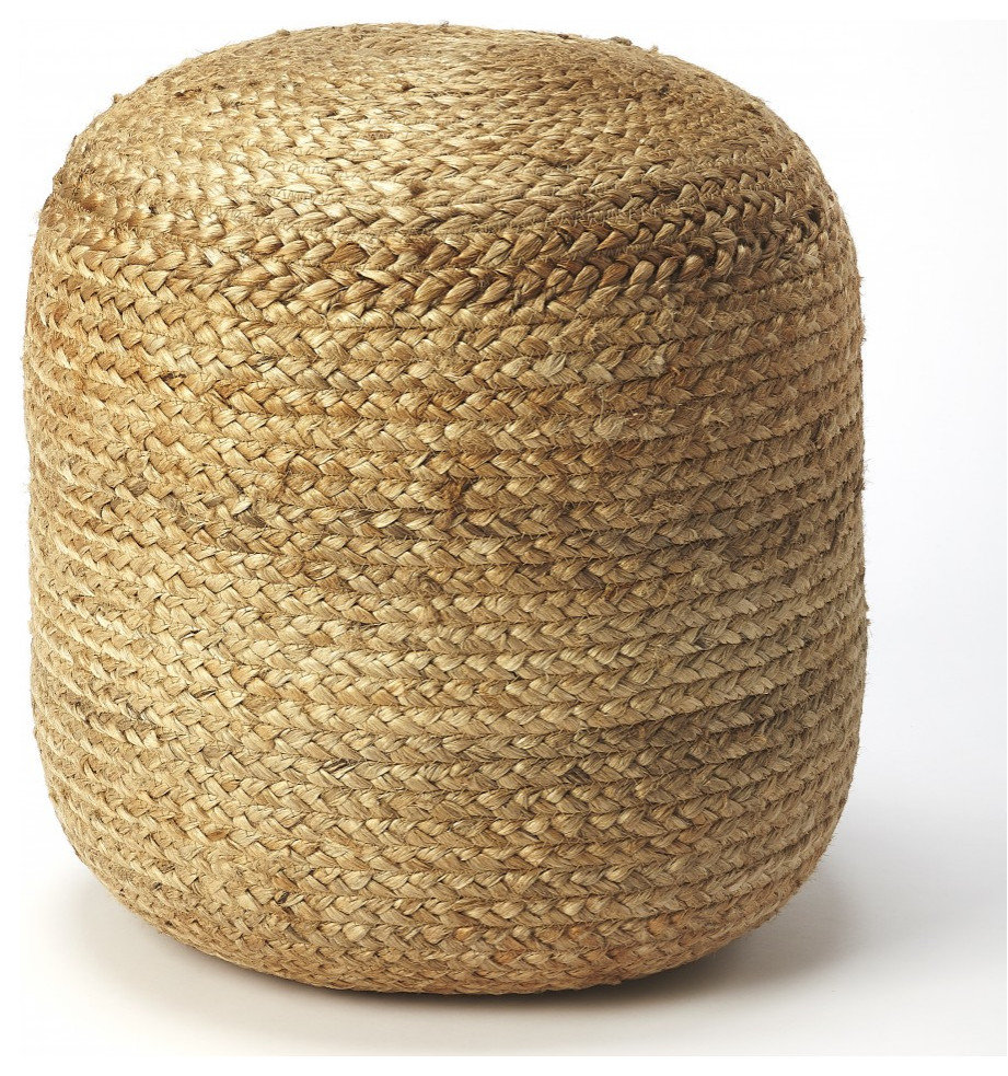 16" Jute Round Pouf Ottoman - Beach Style - Floor Pillows And Poufs - by HomeRoots | Houzz