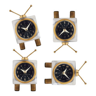 Retro Mid Century Modern TV Table Wall Clock Set 4, Desk Television ...