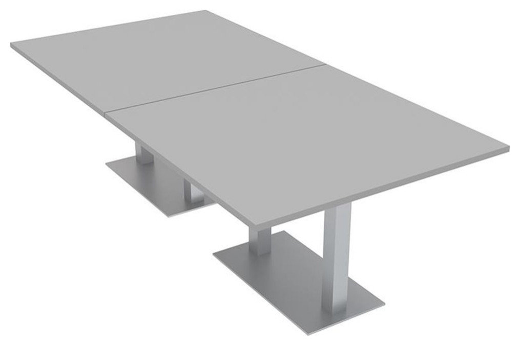 Large 8 Rectangular Conference Table 8 Person Square Metal Base Light ...