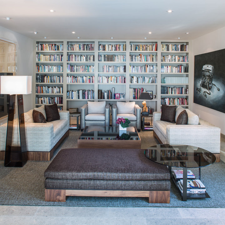 75 Living Room Library with a Wall-Mounted TV Ideas You'll Love ...