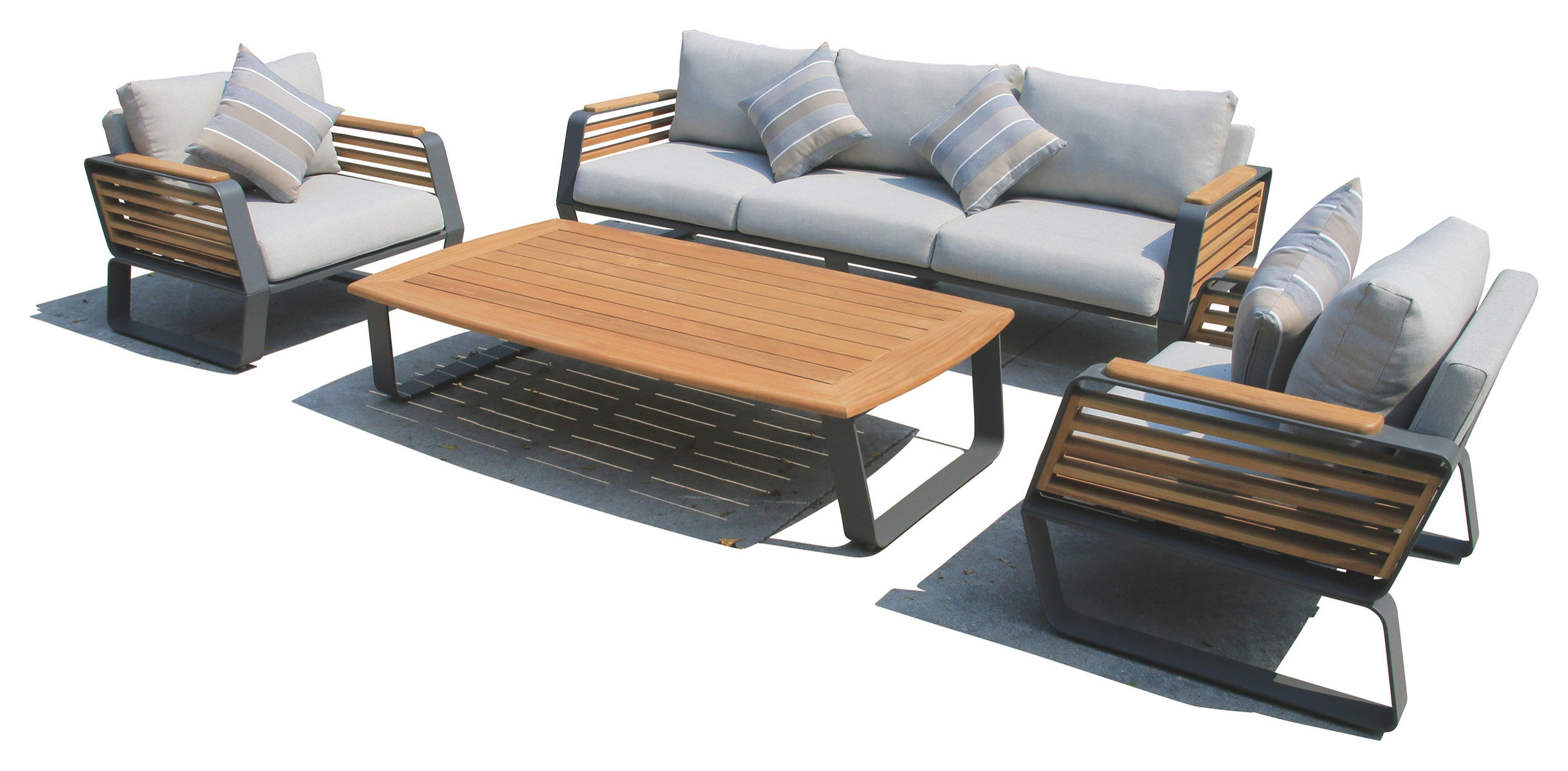 Palazzolo Outdoor Teak Patio and Coffee Table Set - Transitional ...