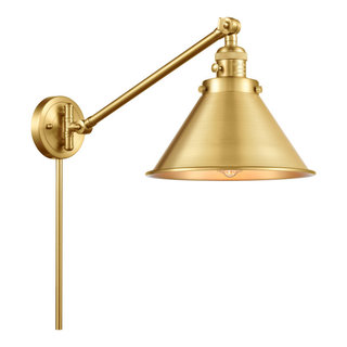 Briarcliff 1-Light 10" Swing Arm With Switch Satin Gold - Industrial ...