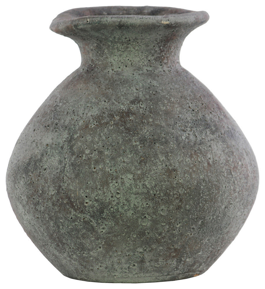Urban Trends Terracotta Bellied Round Flower Pot With Gray Finish 70962 ...