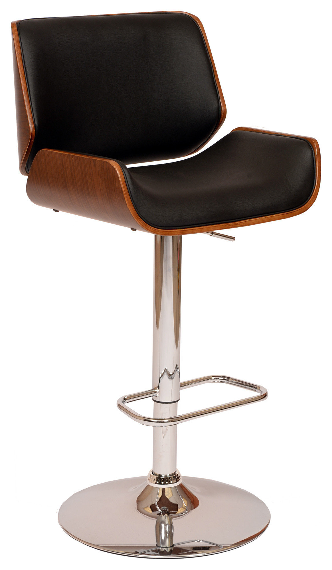 Black Upholstered Chrome Base Adjustable Bar Stool - Contemporary - Bar ...