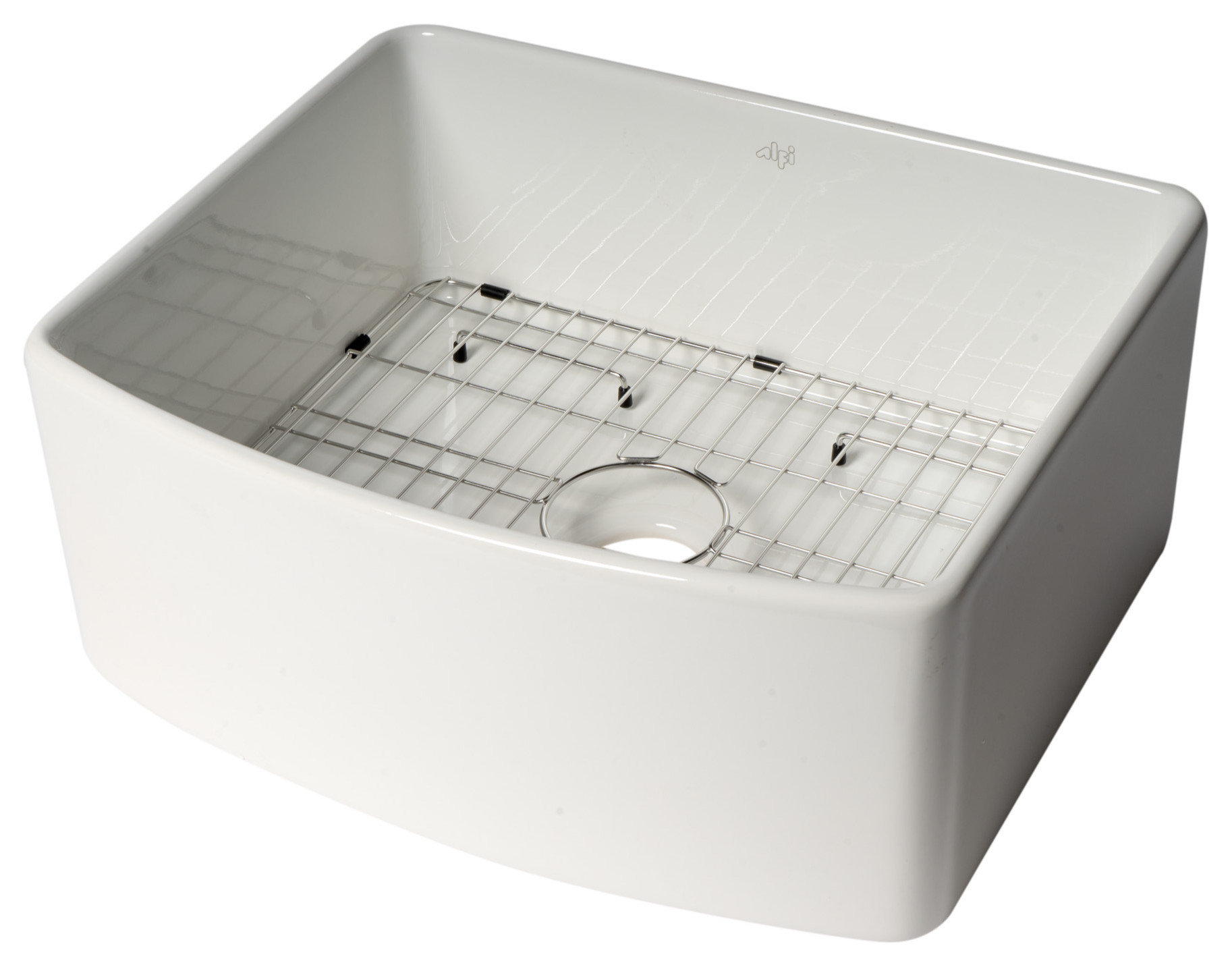 ALFI Brand ABFC2420-W Smooth Curved Apron One Bowl Fireclay Farm Sink ...