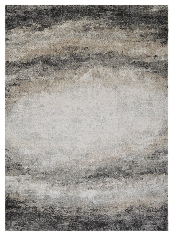 Modern Accent Rug in Grey with Nebula Supernova Design, 6'11"x4'11 ...