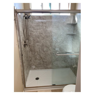 Pompeii Marble shower with Roman Block Simulated Tile - Bathroom ...