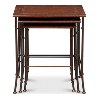 Kew Gardens Leather Nesting Tables - Traditional - Coffee Table Sets ...
