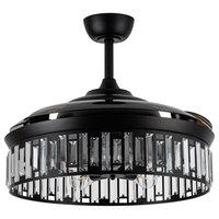 52 in Black Crystal Smart Ceiling Fan with Remote, App Control, Voice ...