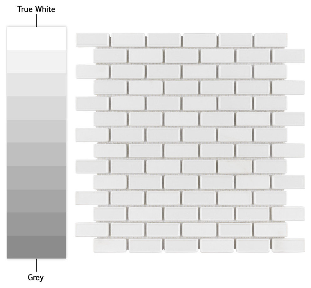 Expressions Recessed Subway White Glass Floor and Wall Tile ...