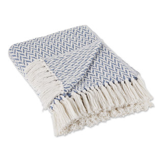 French Blue Zig-Zag Throw - Contemporary - Throws - by VirVentures | Houzz