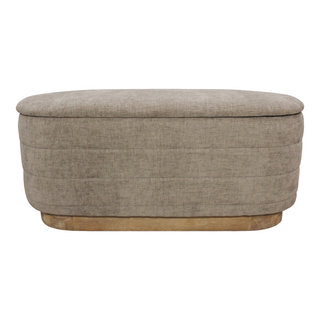 Jackie Storage Bench in Contemporary Slate Multi-Weave Fabric on Solid ...