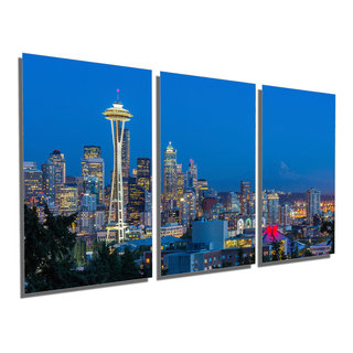 Seattle City Skyline, Metal Print Wall Art, 3 Panel Split, Triptych ...