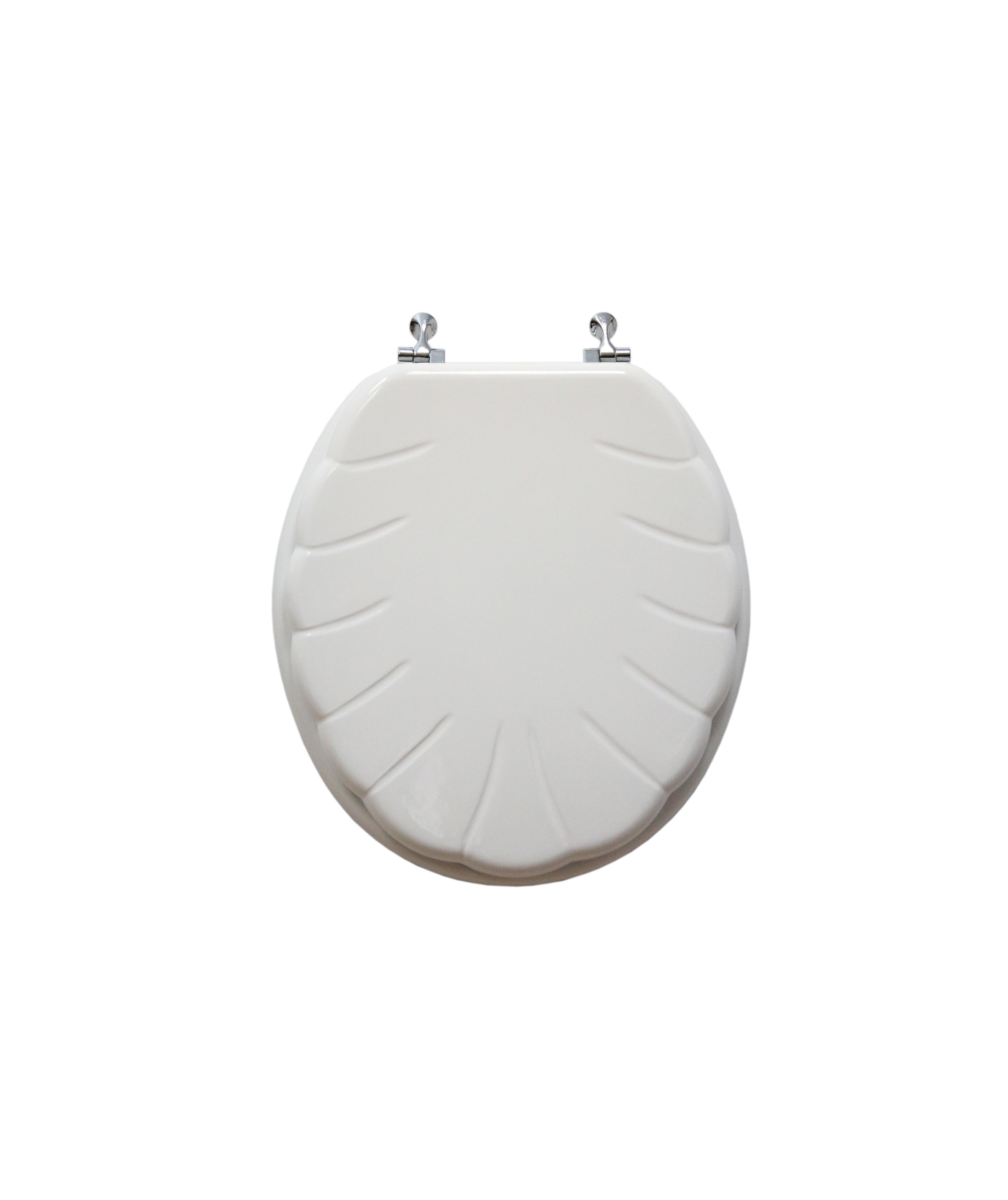Trimmer Engraved Shell Design Wood Toilet Seat With Chrome Hinges ...