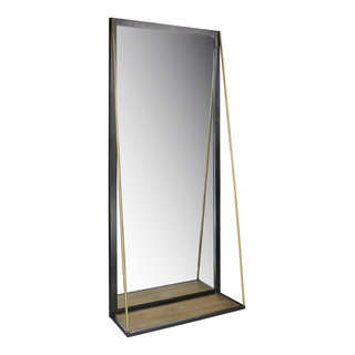 Black Metal Mirror With Shelf - Transitional - Wall Mirrors - by Ami ...