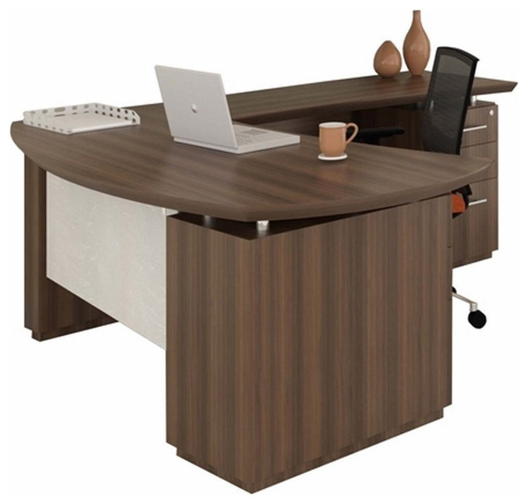 Scranton & Co L Shaped Left Handed 66"" Computer Desk in Brown Sugar ...
