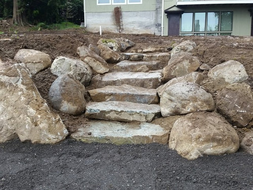 Rock staircase landscaping