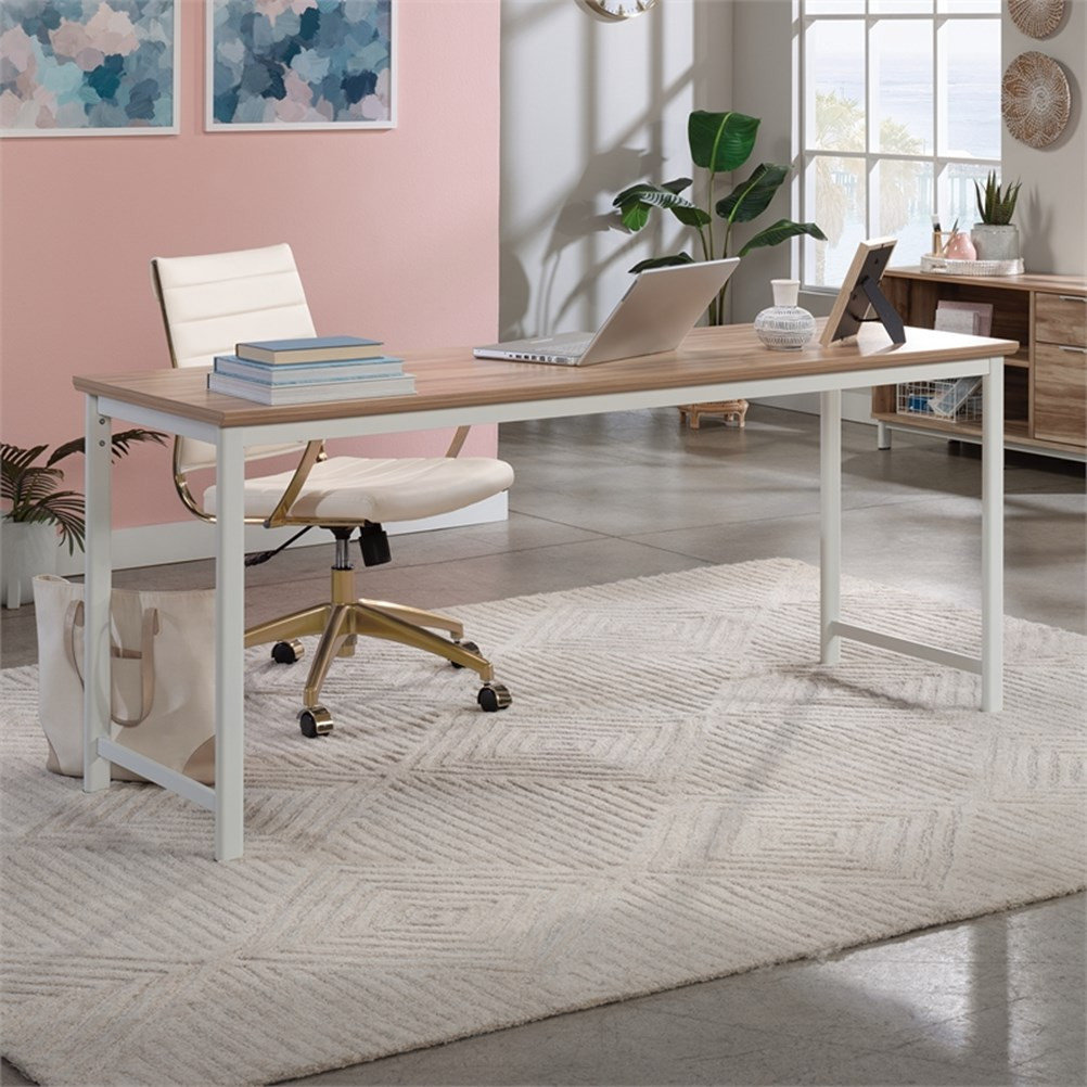 Sauder Bergen Circle Engineered Wood Table Desk in Kiln Acacia/Brown ...