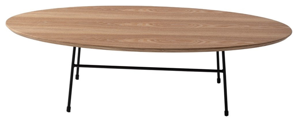 LeisureMod Rossmore Oval Side Table With Wood Top and Black Frame ...